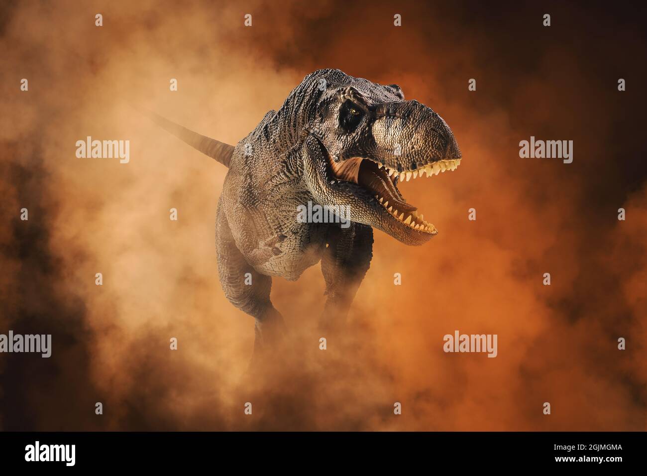 Tyrannosaurus T-rex ,dinosaur on smoke background Stock Photo - Alamy