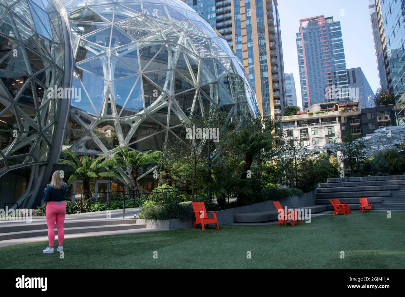 The Spheres is an office building in downtown Seattle, WA, USA with a ...