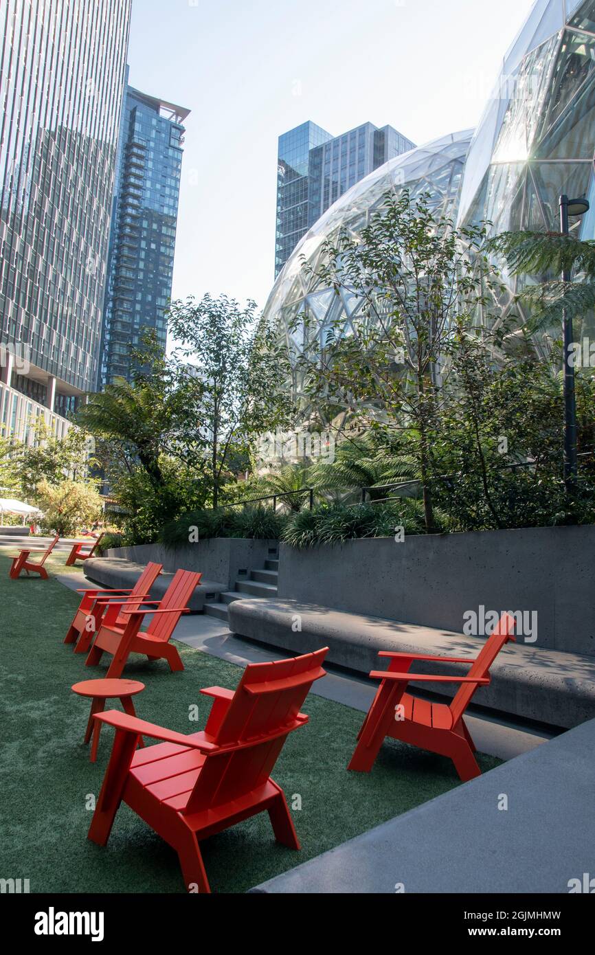 The Spheres is an office building in downtown Seattle, WA, USA with a ...