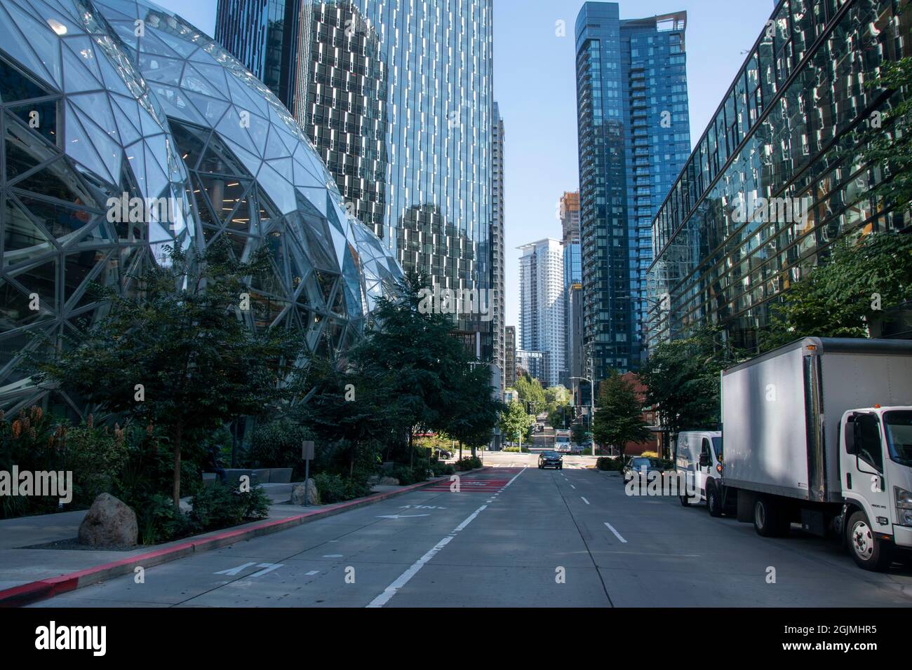 The Spheres is an office building in downtown Seattle, WA, USA with a ...
