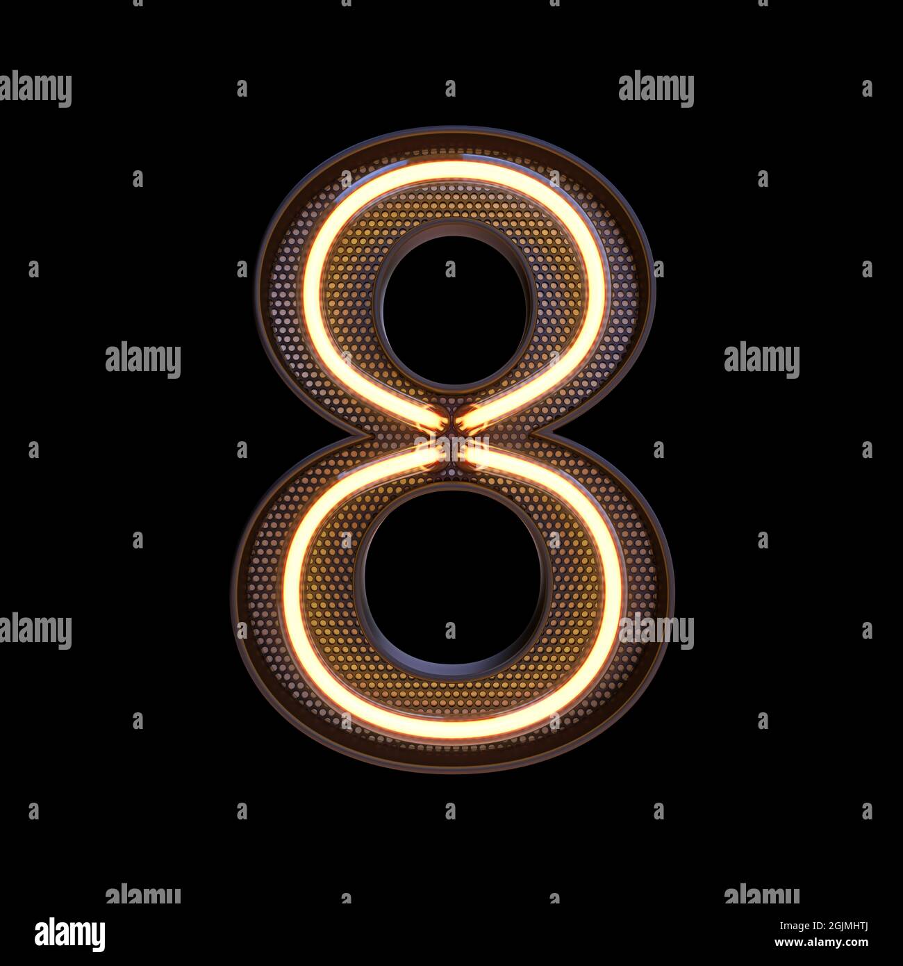Number 8, Alphabet. Neon retro 3d number isolated on a black background ...
