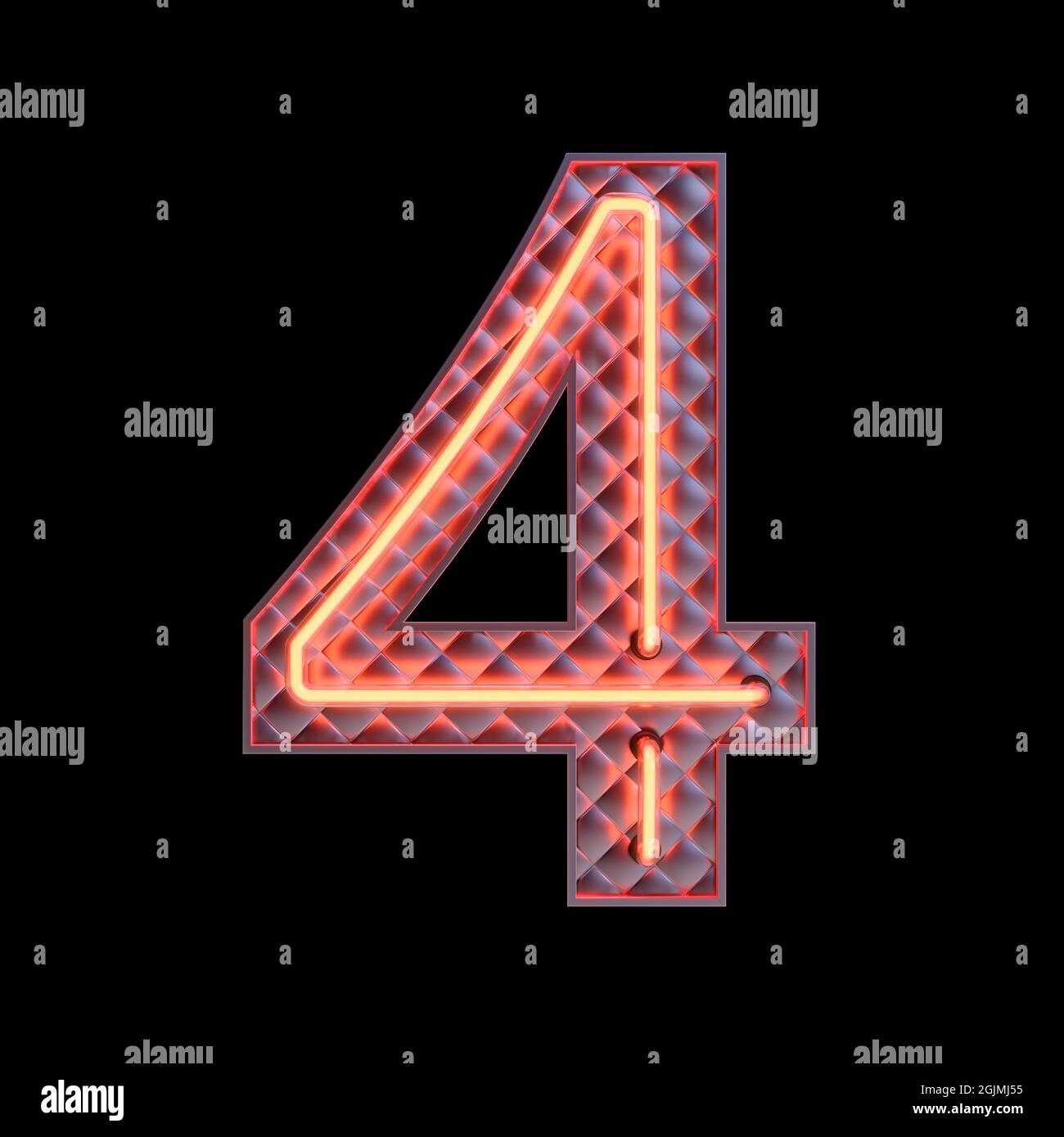 Number 4, Alphabet. Neon retro 3d number isolated on a black background ...