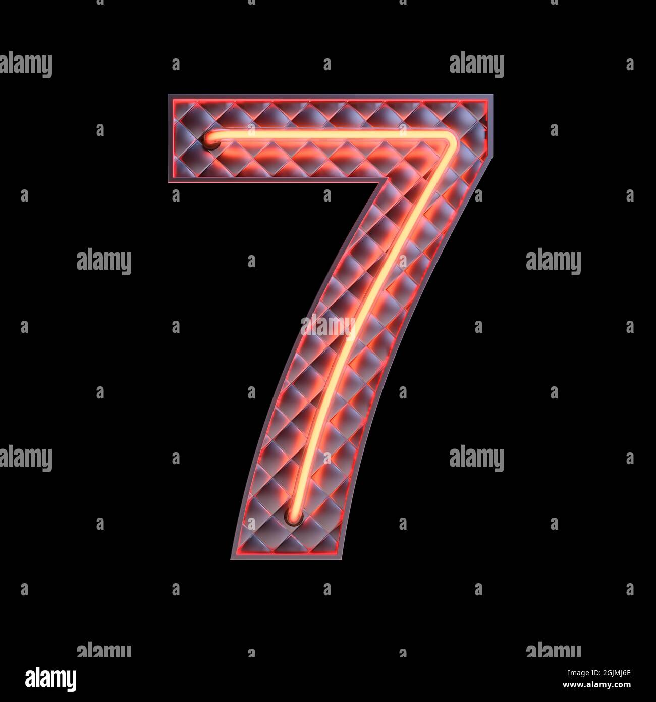 Number 7, Alphabet. Neon retro 3d number isolated on a black background ...