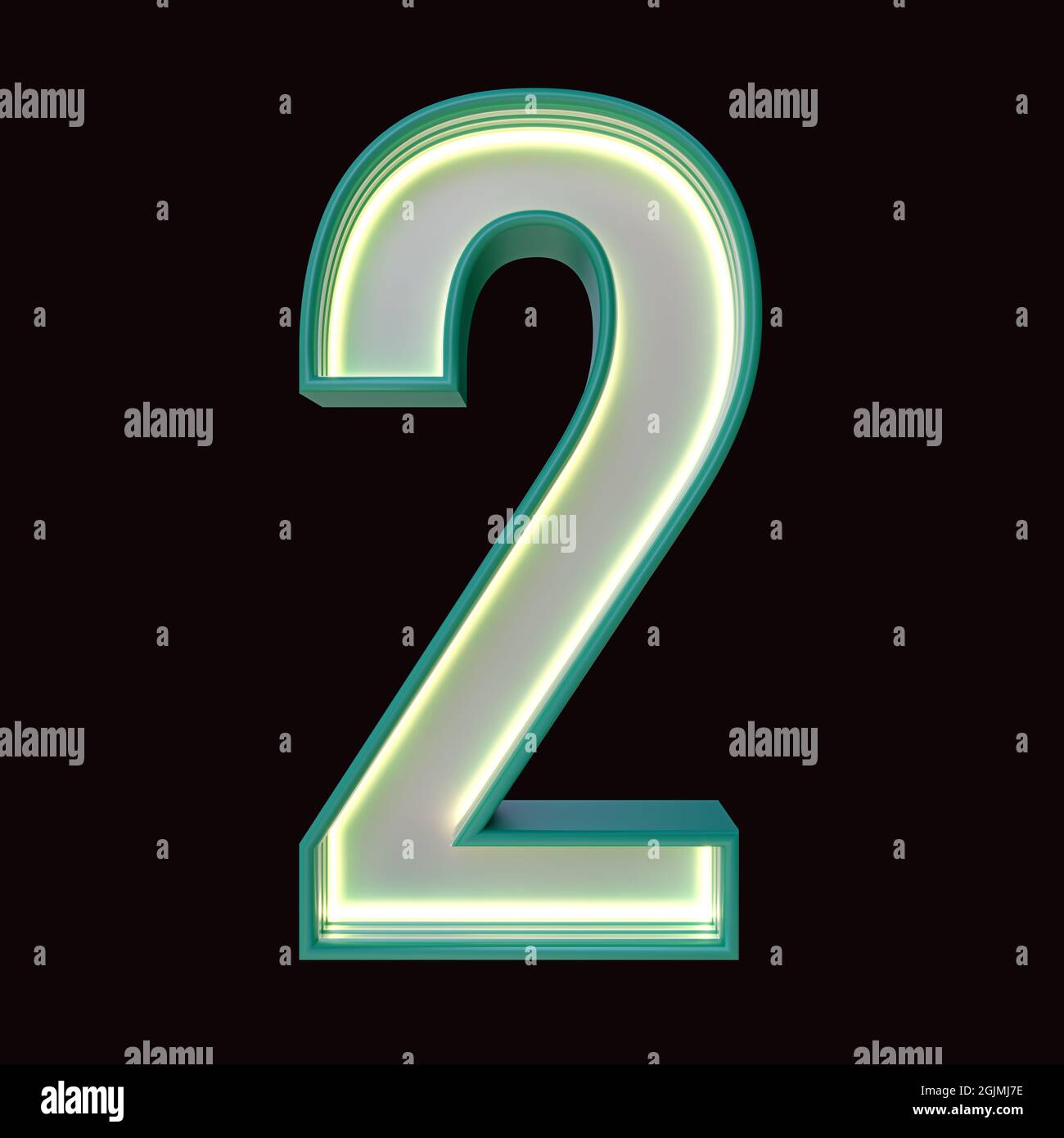 Number 2, Alphabet. Retro 3d number isolated on a black background with ...