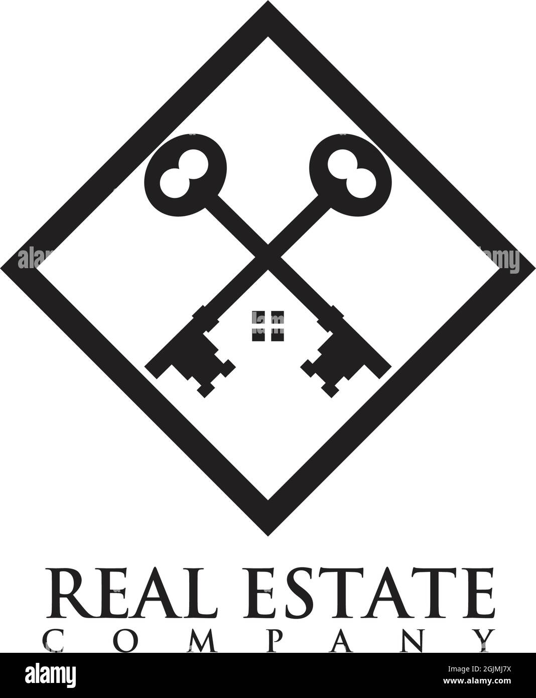 Real estate logo design with using crossed key illustration vector ...