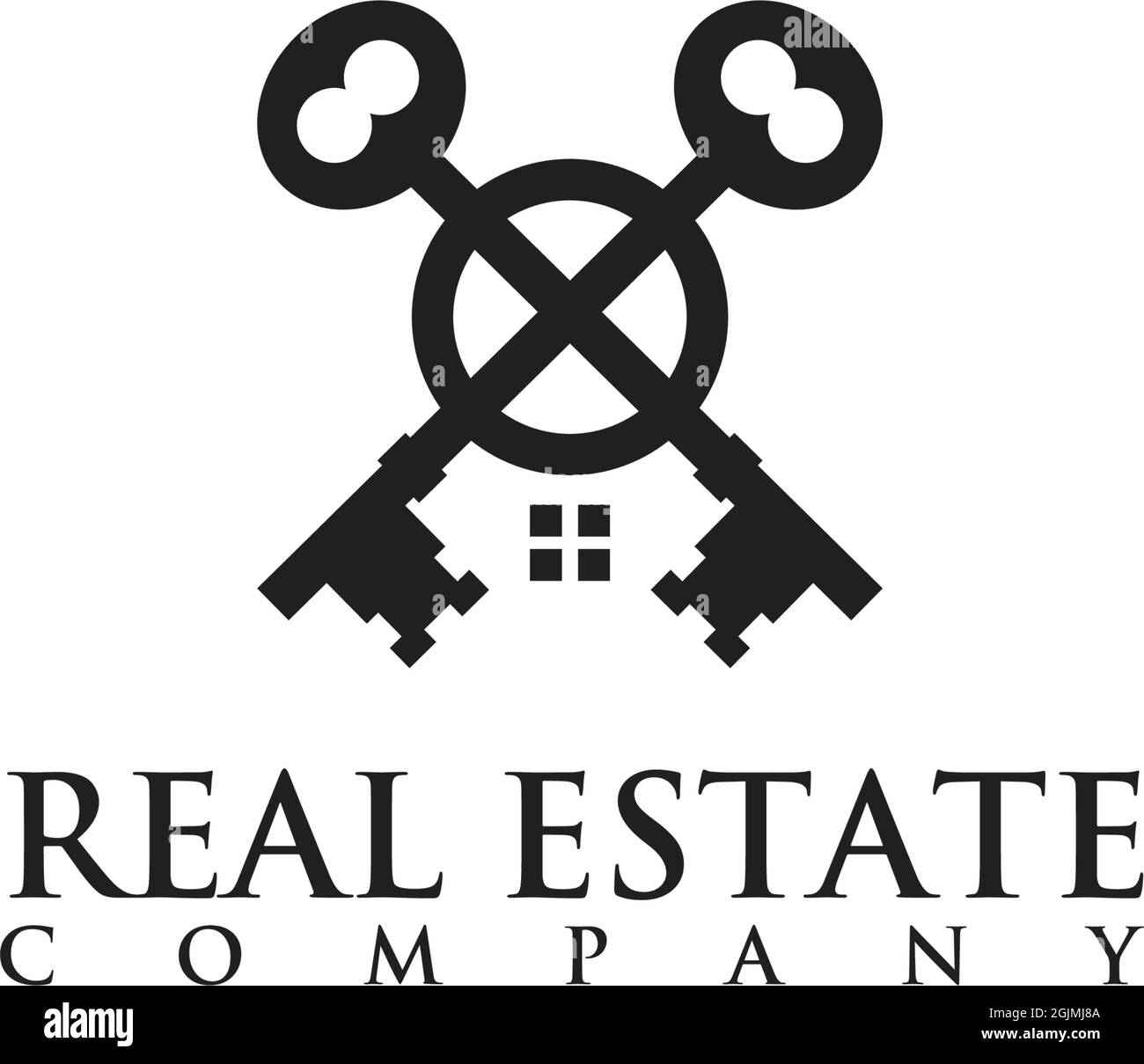 Real estate logo design with using crossed key illustration vector ...