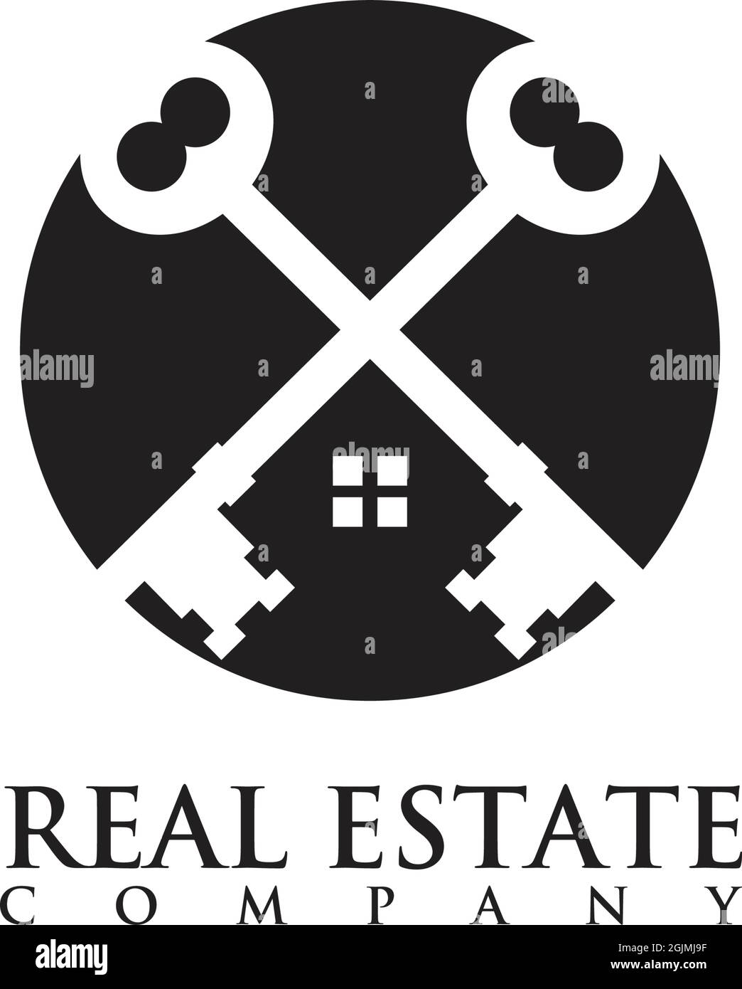 Real estate logo design with using crossed key illustration vector ...