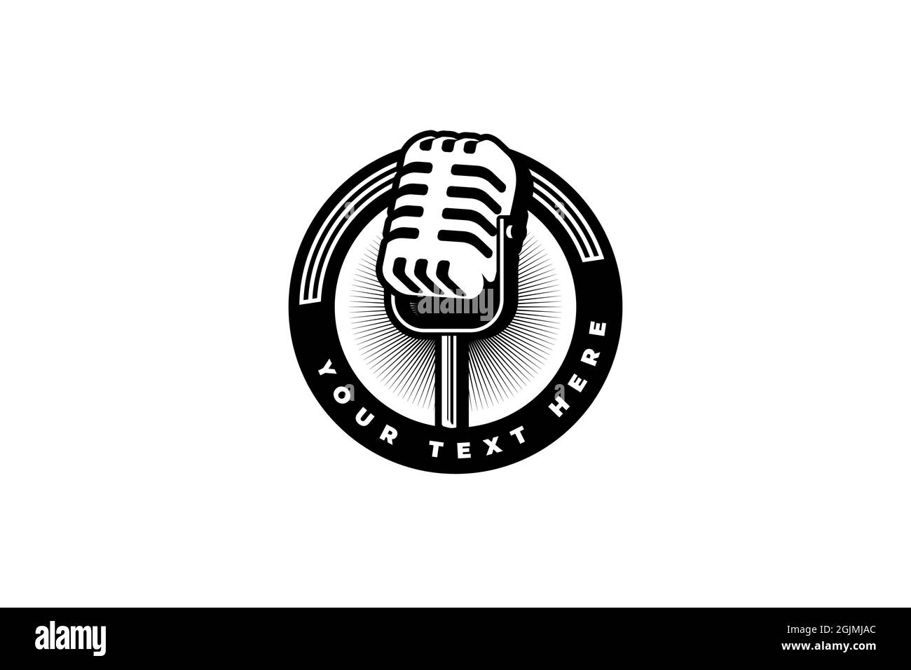 Podcast station singer karaoke with retro microphone. Design element ...