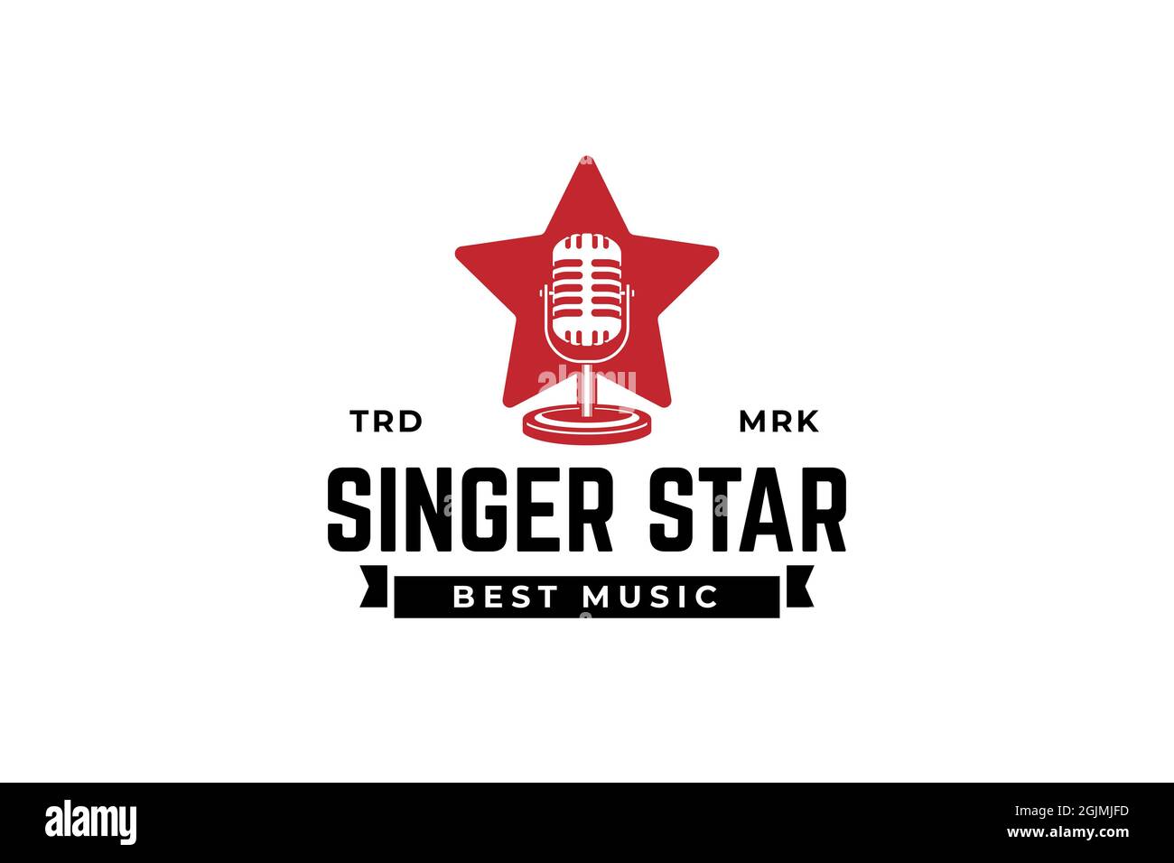 Singer star logo template. Microphone silhouette inside star. Icon for ...