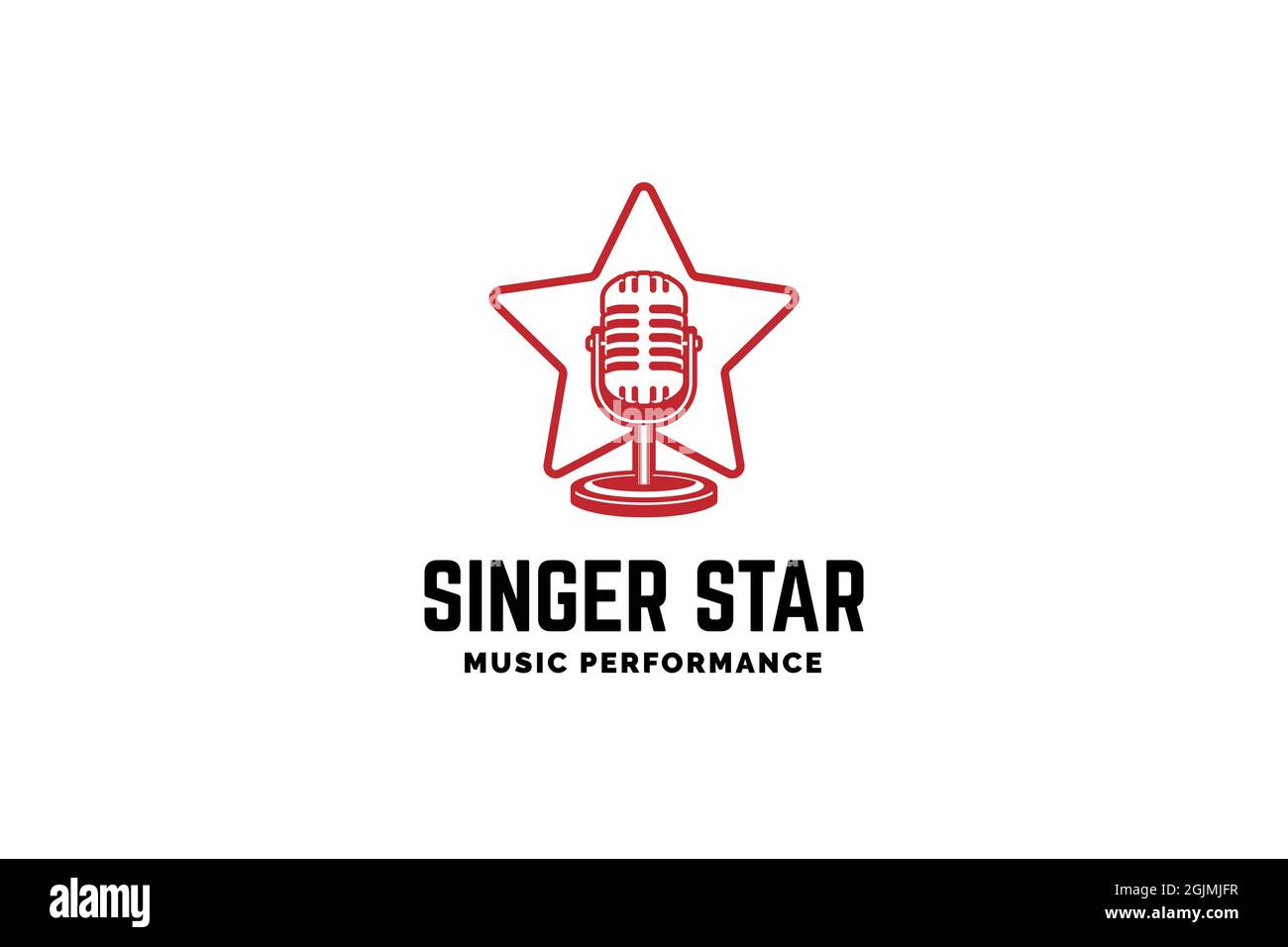 Singer star logo template. Microphone silhouette inside star. Icon for ...
