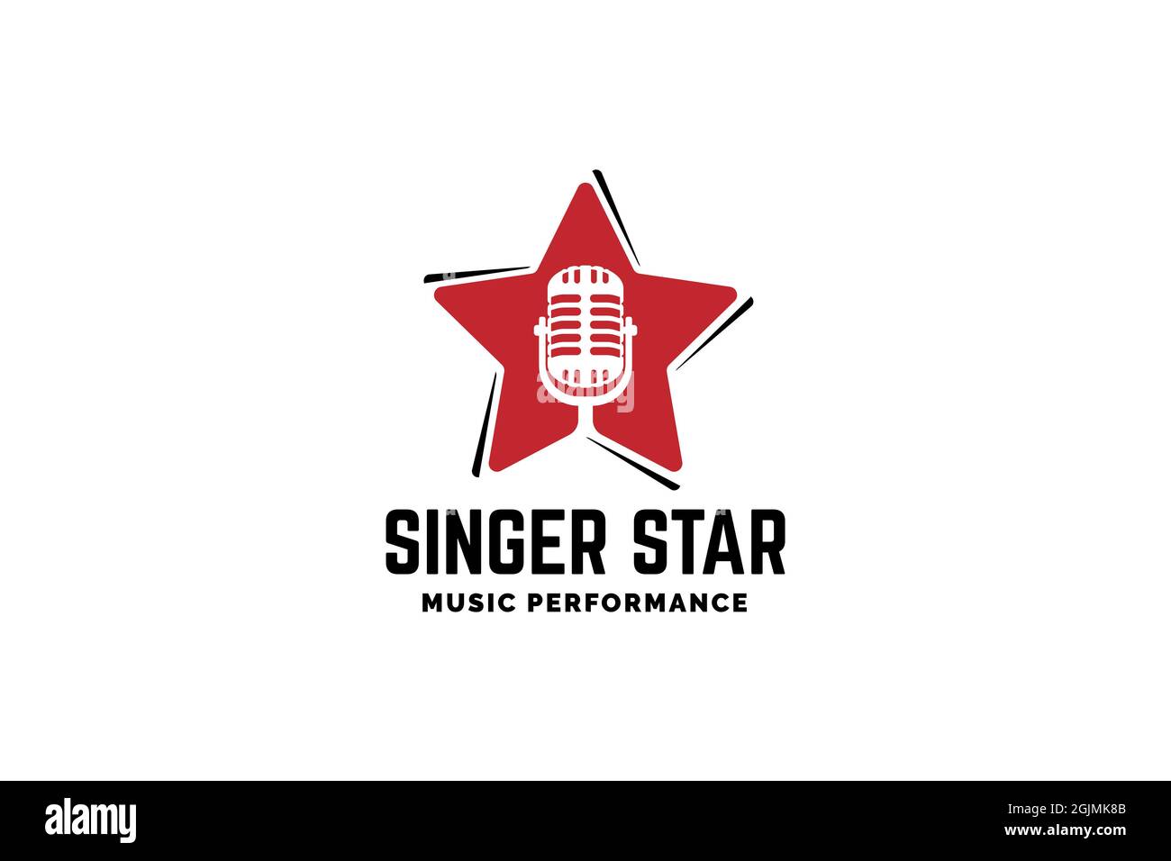 Singer star logo template. Microphone silhouette inside star. Icon for ...