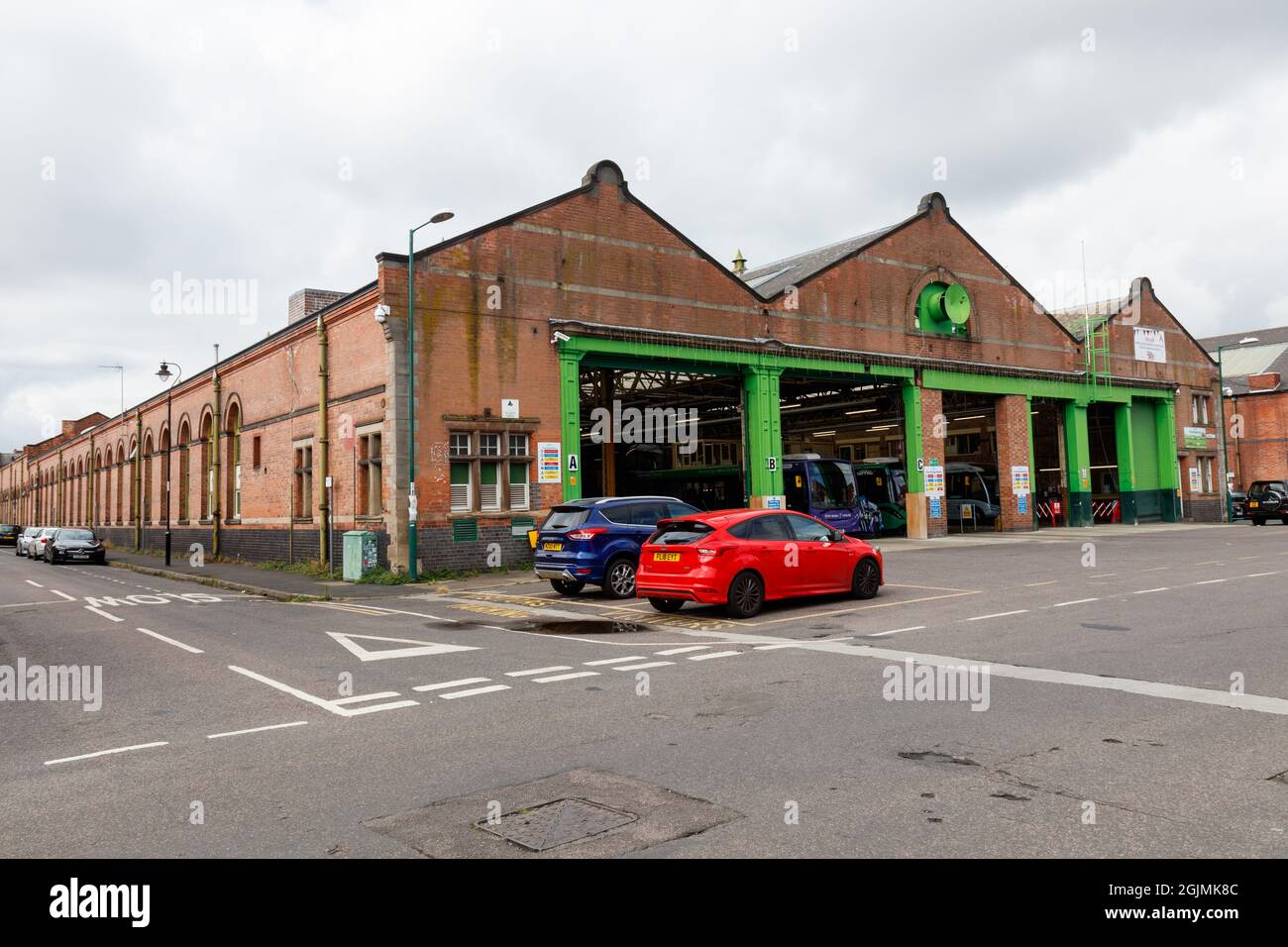 Nottingham bus depot in Bunbury/Turney Street Stock Photo - Alamy