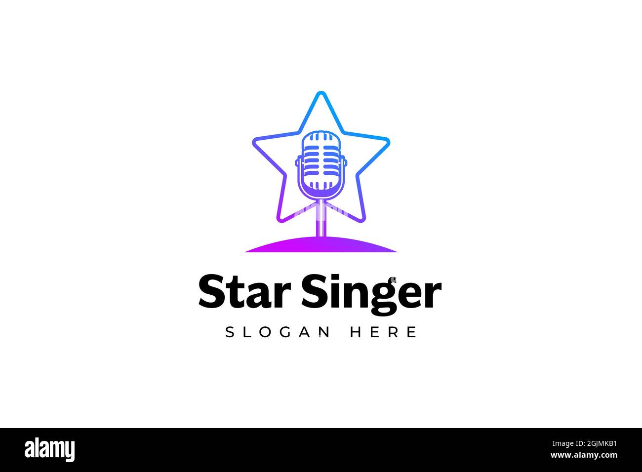Singer star logo template. Microphone silhouette inside star. Icon for ...