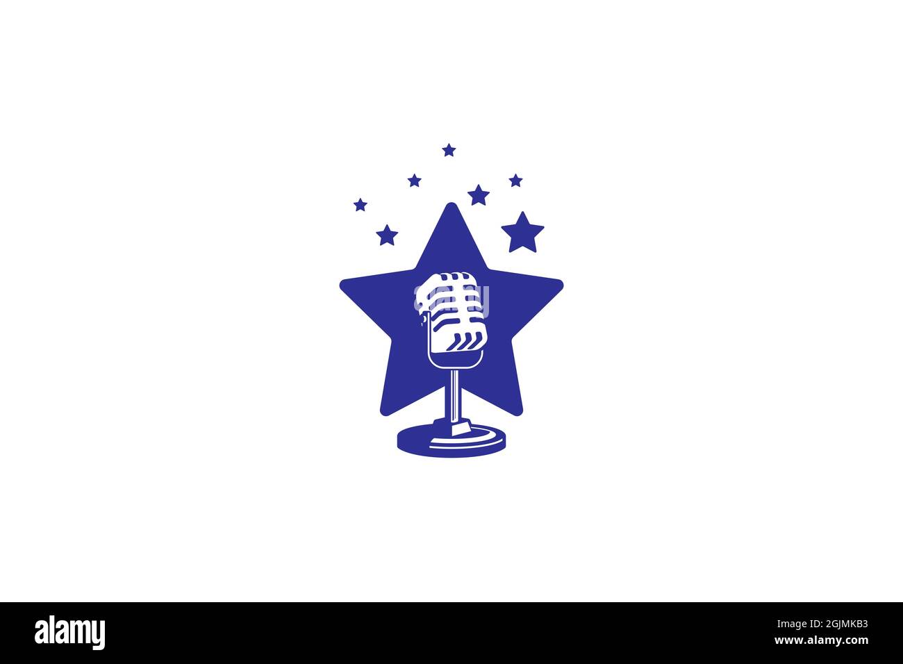 Singer star logo template. Microphone silhouette inside star. Icon for ...