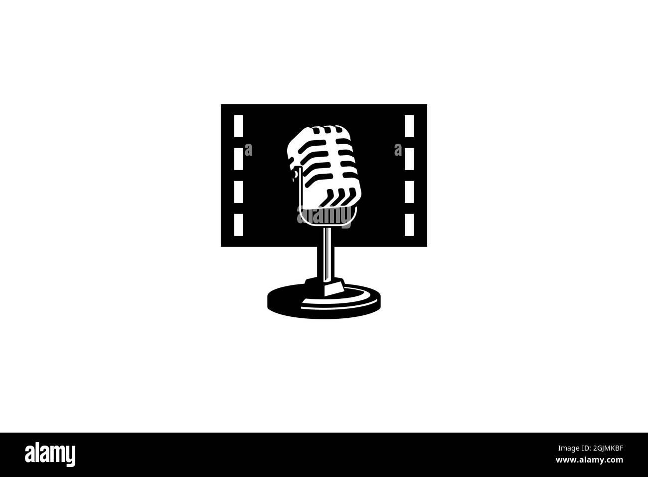 Movie podcast vector logo template. Mic microphone and film reel logo ...