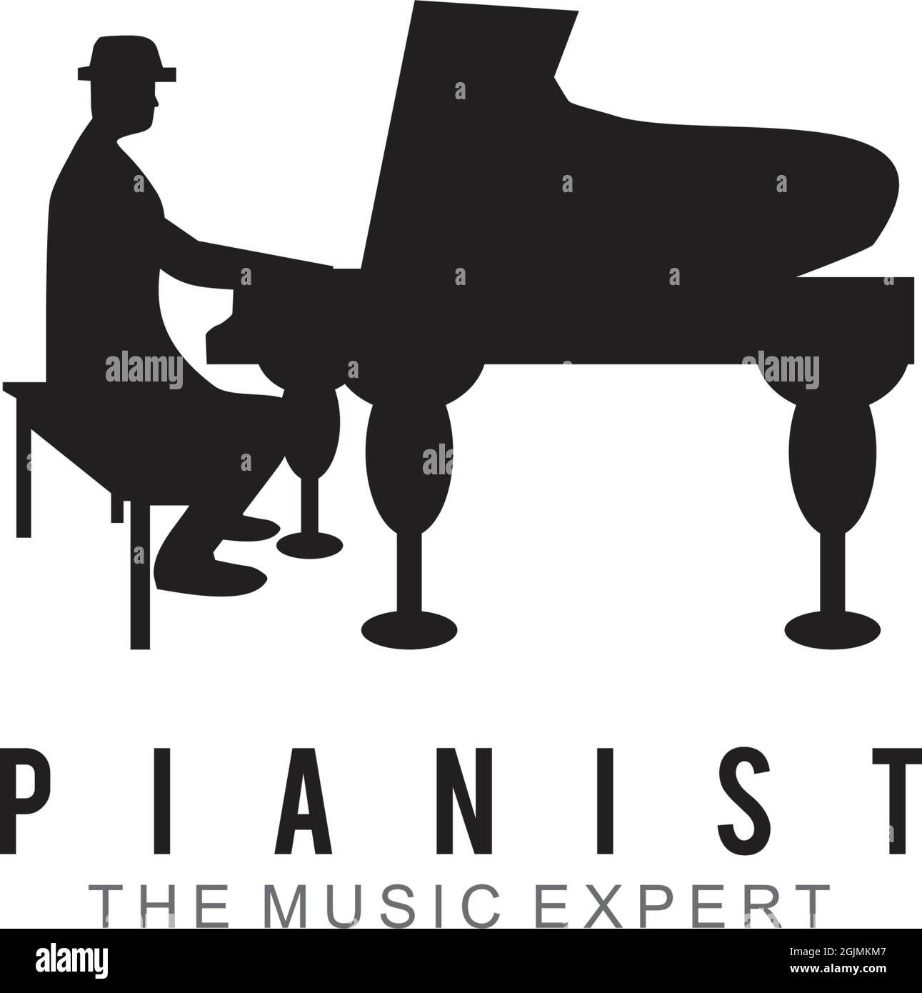 Piano logo design vector illustration template for music instrument ...