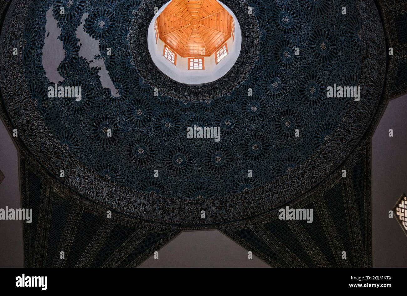 Inside the madrasa with fine minarets (ince minareli medrese) and domes ...