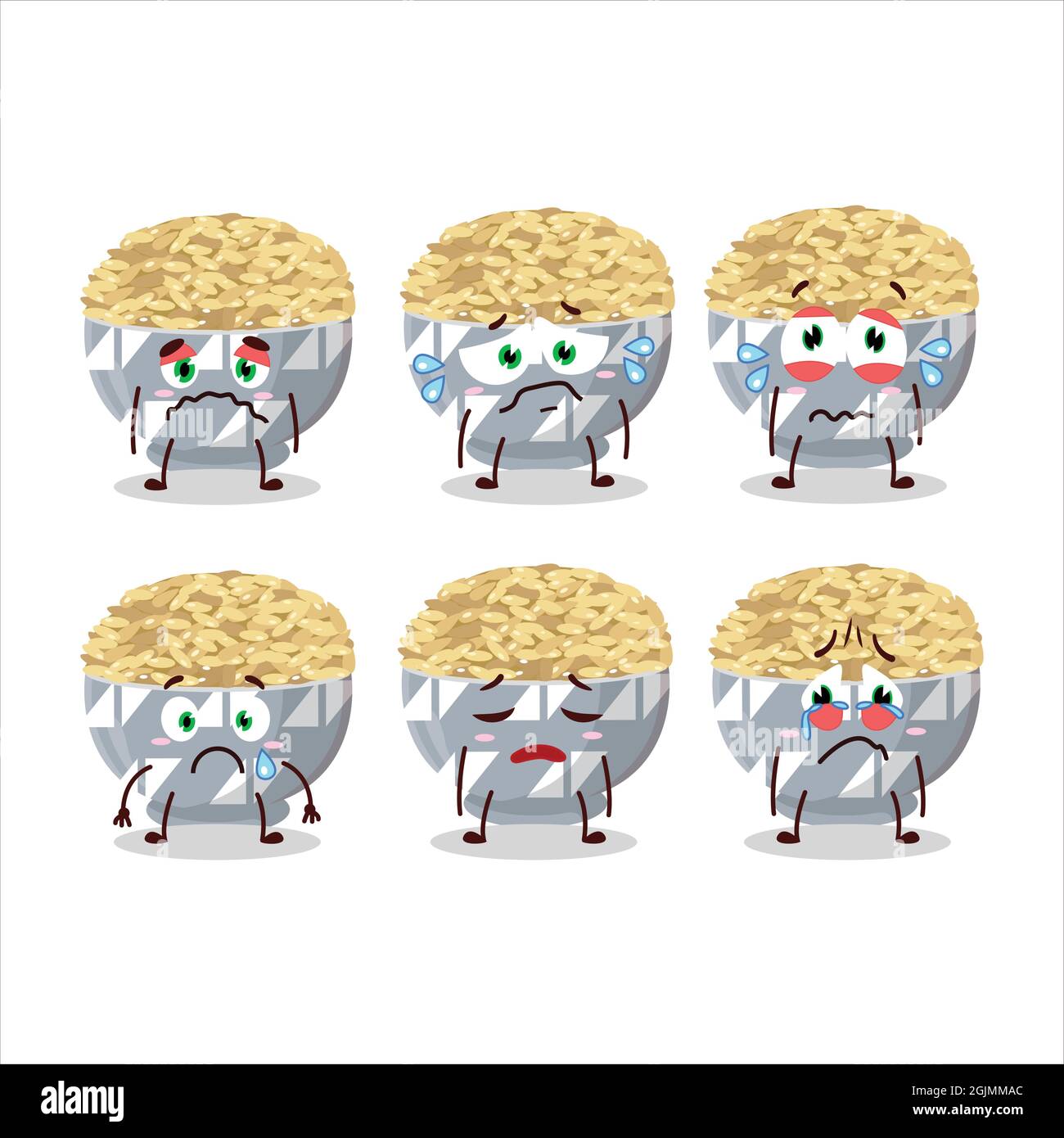 Parboied long grain rice cartoon character with sad expression. Vector ...