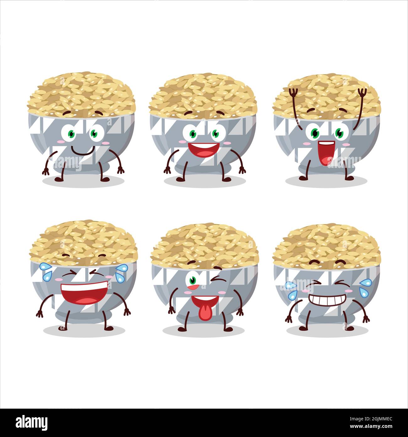 Cartoon character of parboied long grain rice with smile expression ...