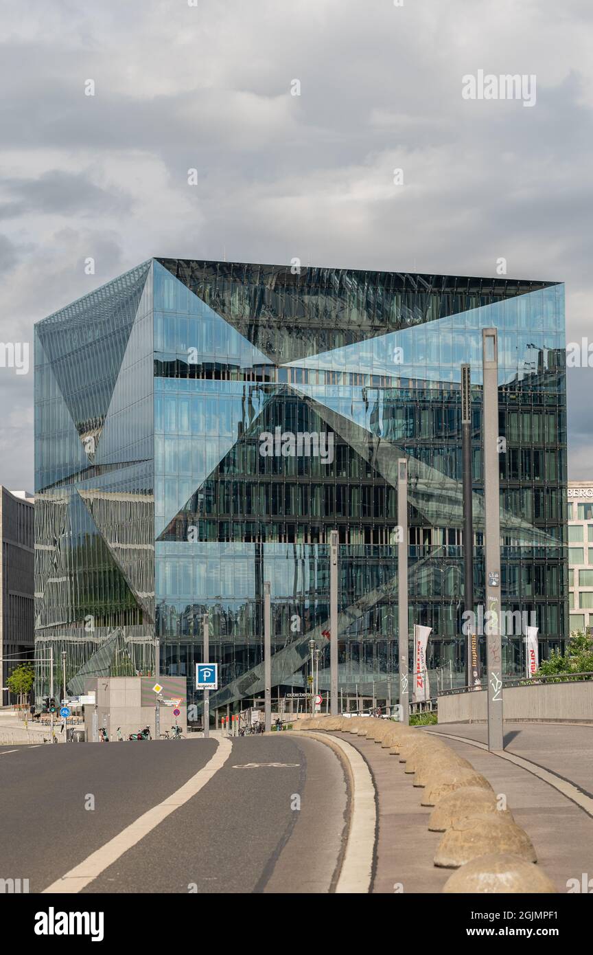 View of the modern and architectural Cube Berlin office building at ...