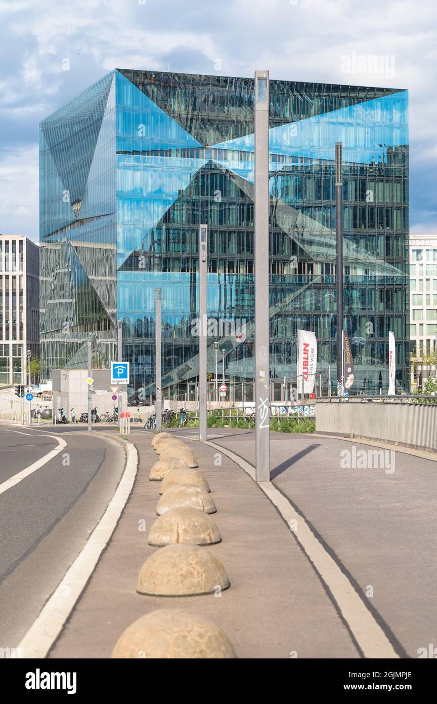 View of the modern and architectural Cube Berlin office building from ...