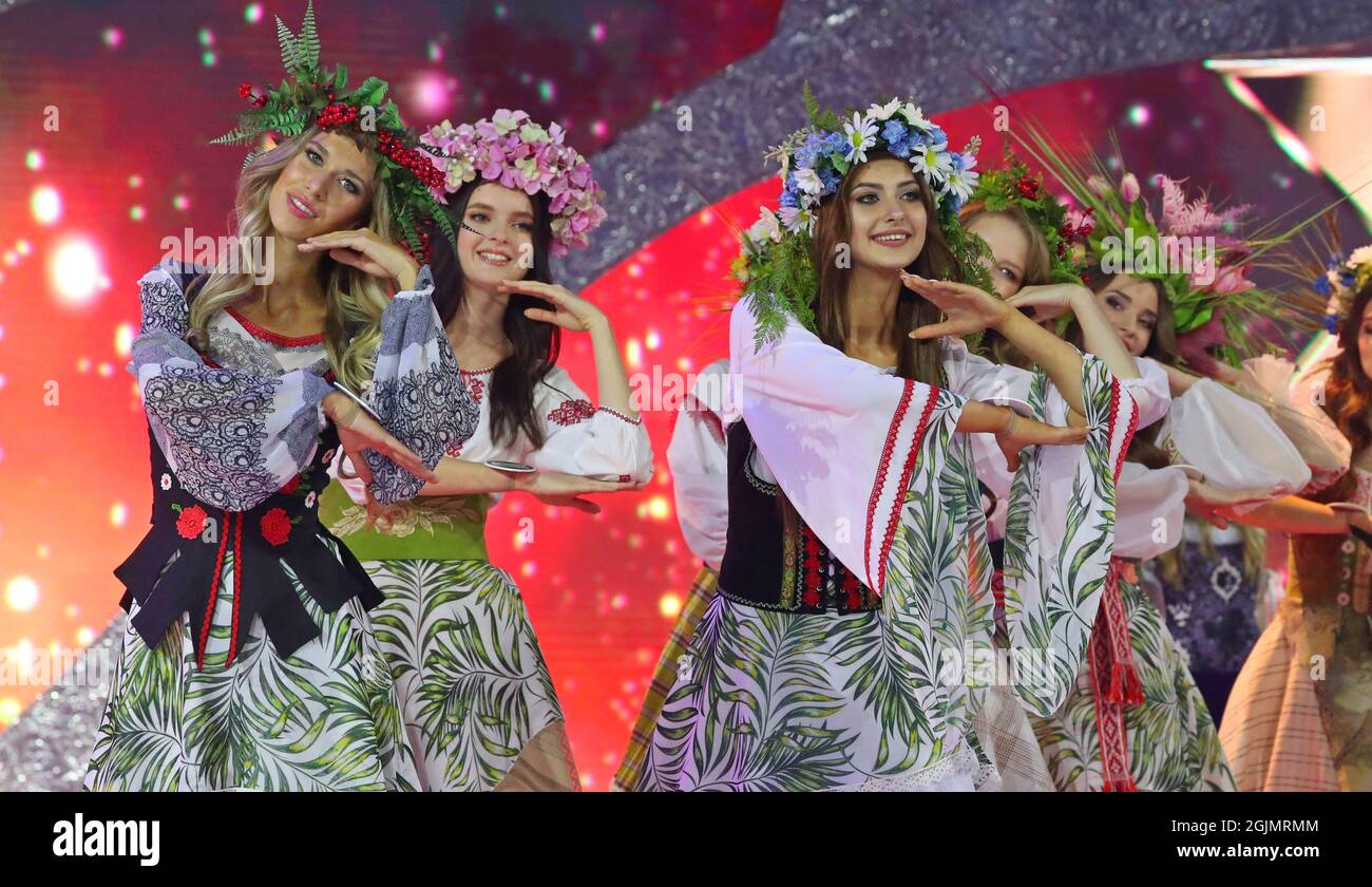 Minsk, Belarus. 10th Sep, 2021. Contestants present costumes at the ...
