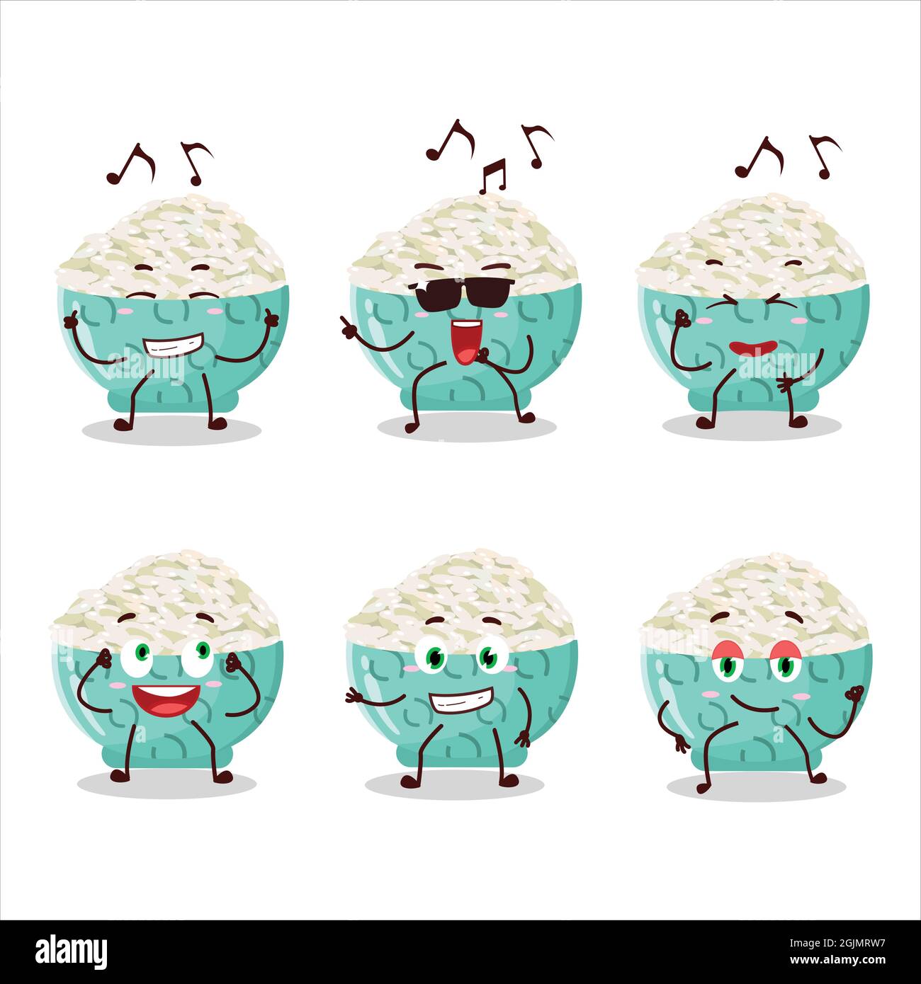 An image of risotto rice dancer cartoon character enjoying the music ...