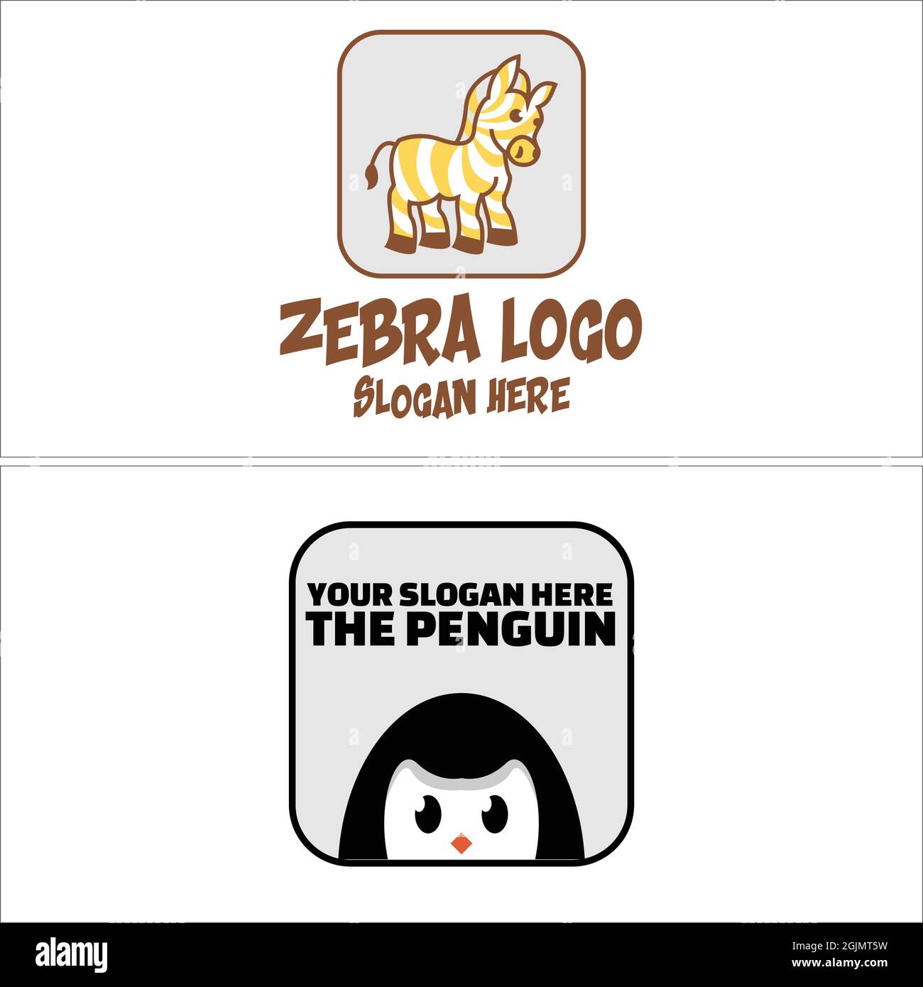 Animal cartoon zebra and penguin logo design Stock Vector Image & Art ...