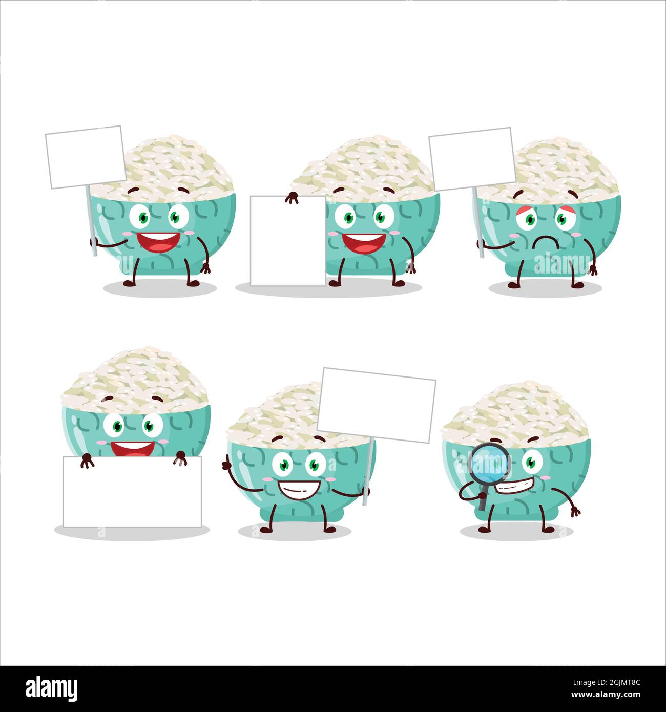 Risotto rice cartoon character bring information board. Vector ...