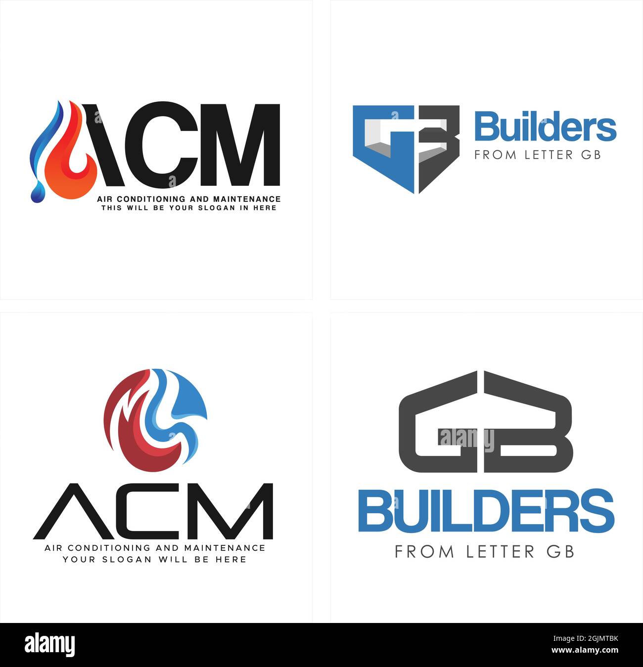 Construction builders initial icon fire logo design Stock Vector Image ...