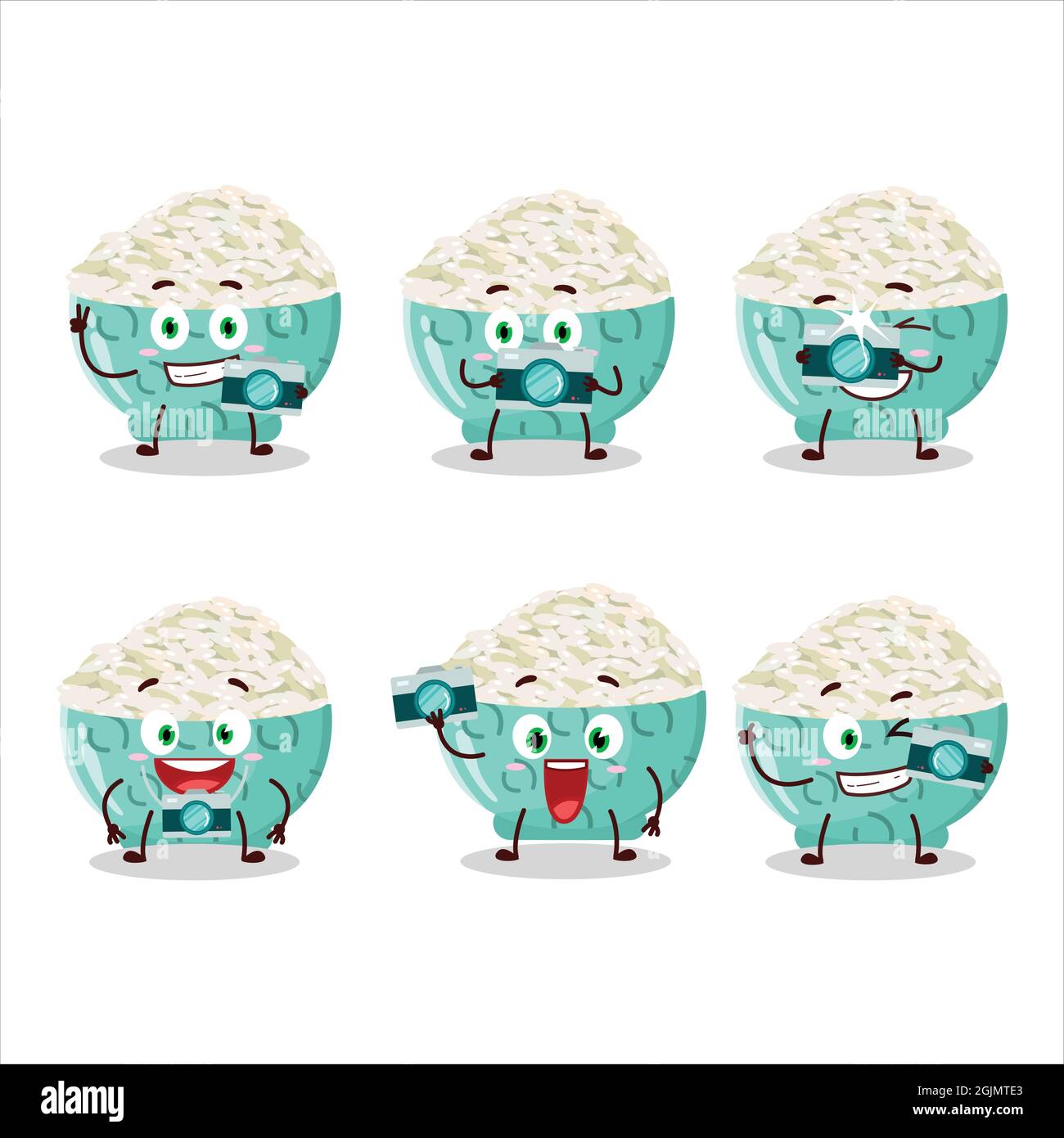 Photographer profession emoticon with risotto rice cartoon character ...