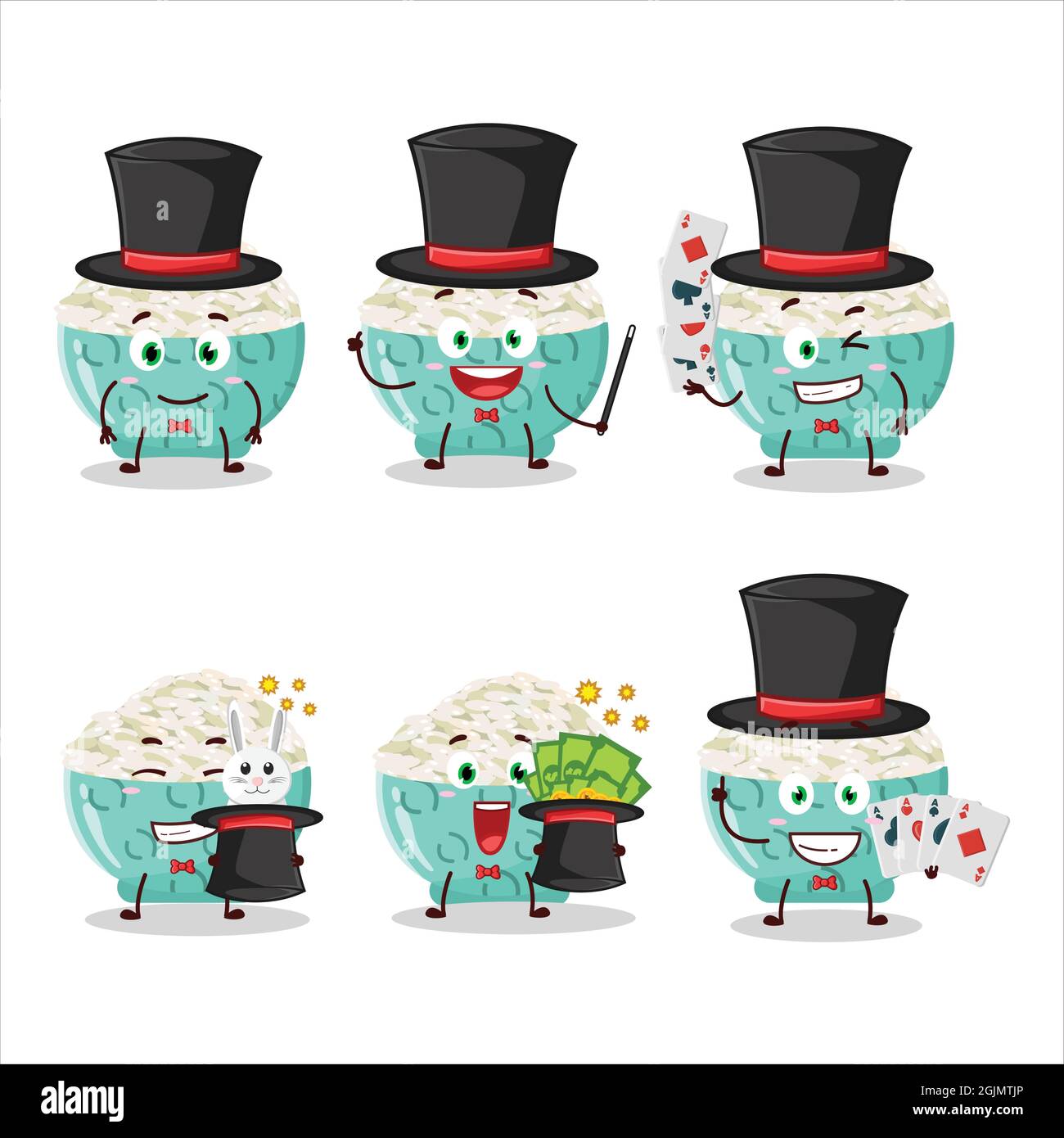 A risotto rice Magician cartoon character perform on a stag. Vector ...