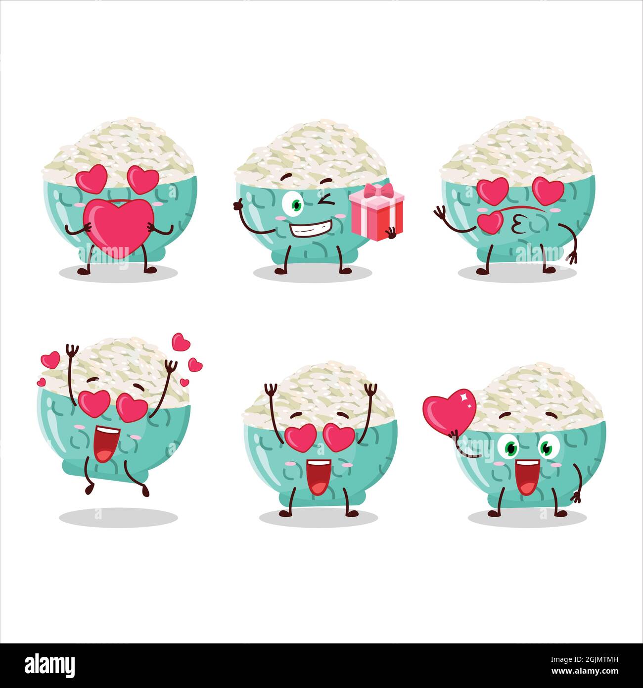 Risotto rice cartoon character with love cute emoticon. Vector ...