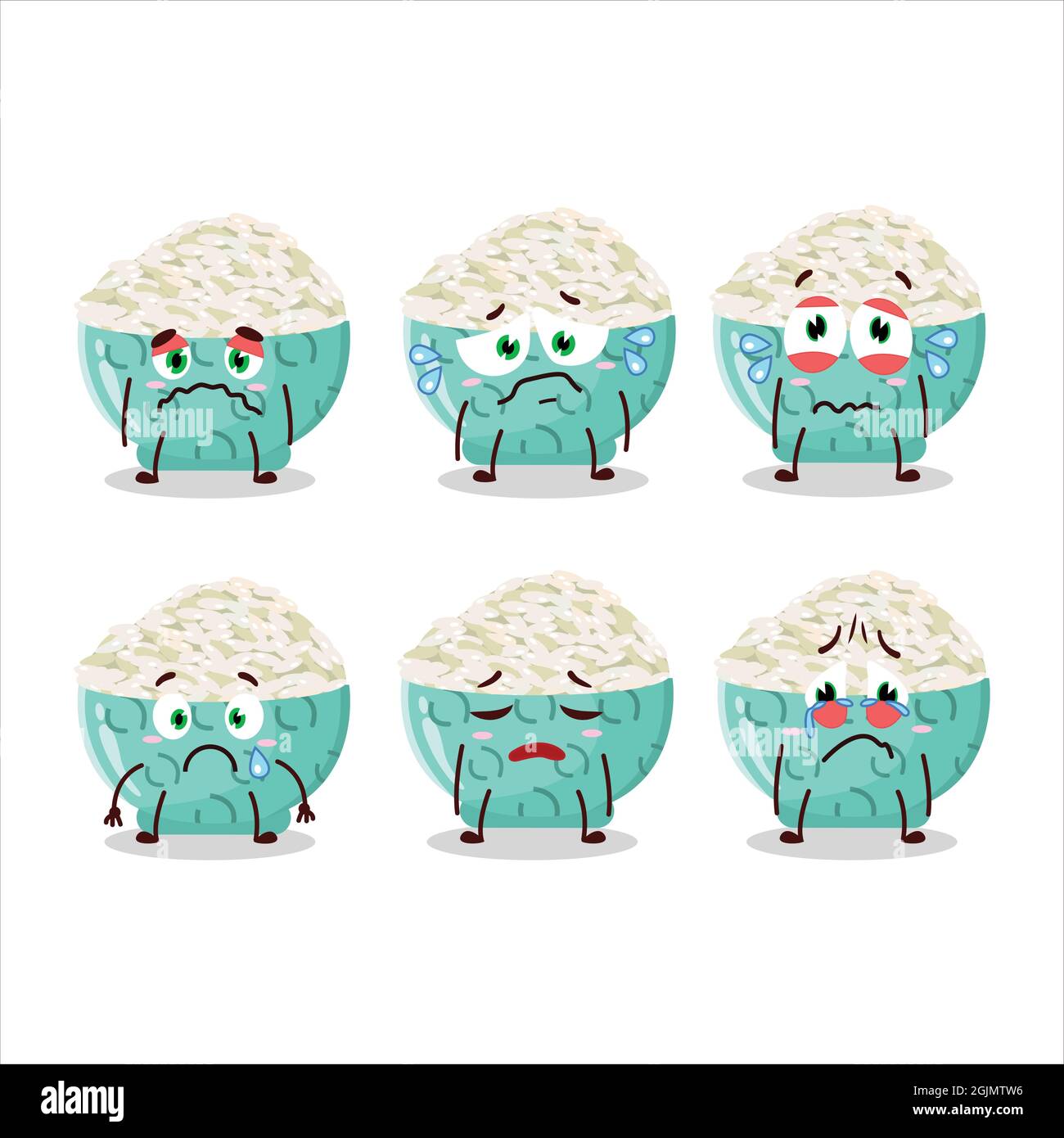 Risotto rice cartoon character with sad expression. Vector illustration ...