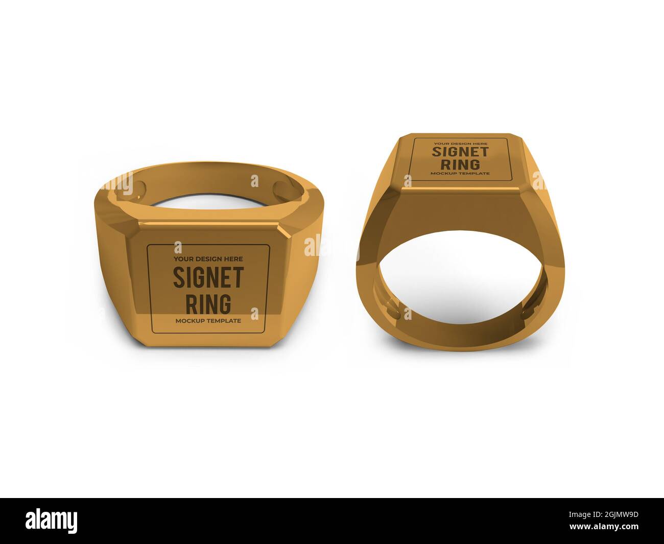 Signet Ring 3D Illustration Mockup Scene on Isolated Background Stock ...