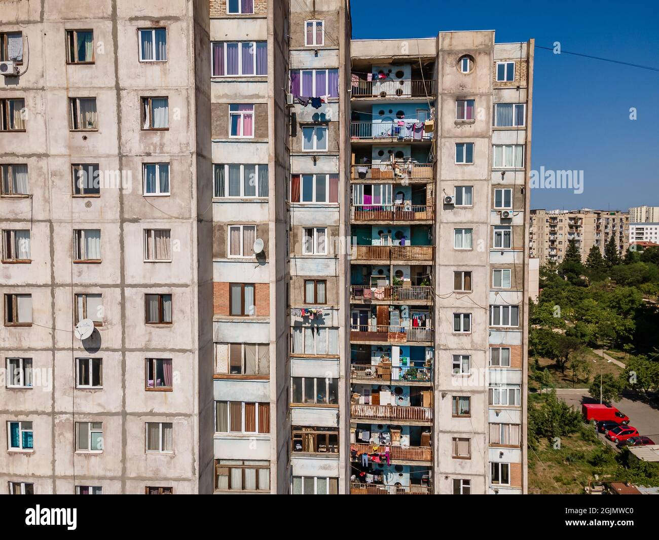 View of Soviet Union residential buildings in Tbilisi, Georgia Stock ...