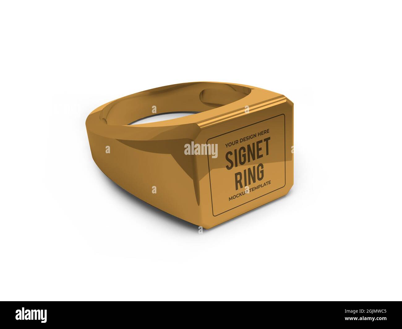 Signet Ring 3D Illustration Mockup Scene on Isolated Background Stock ...