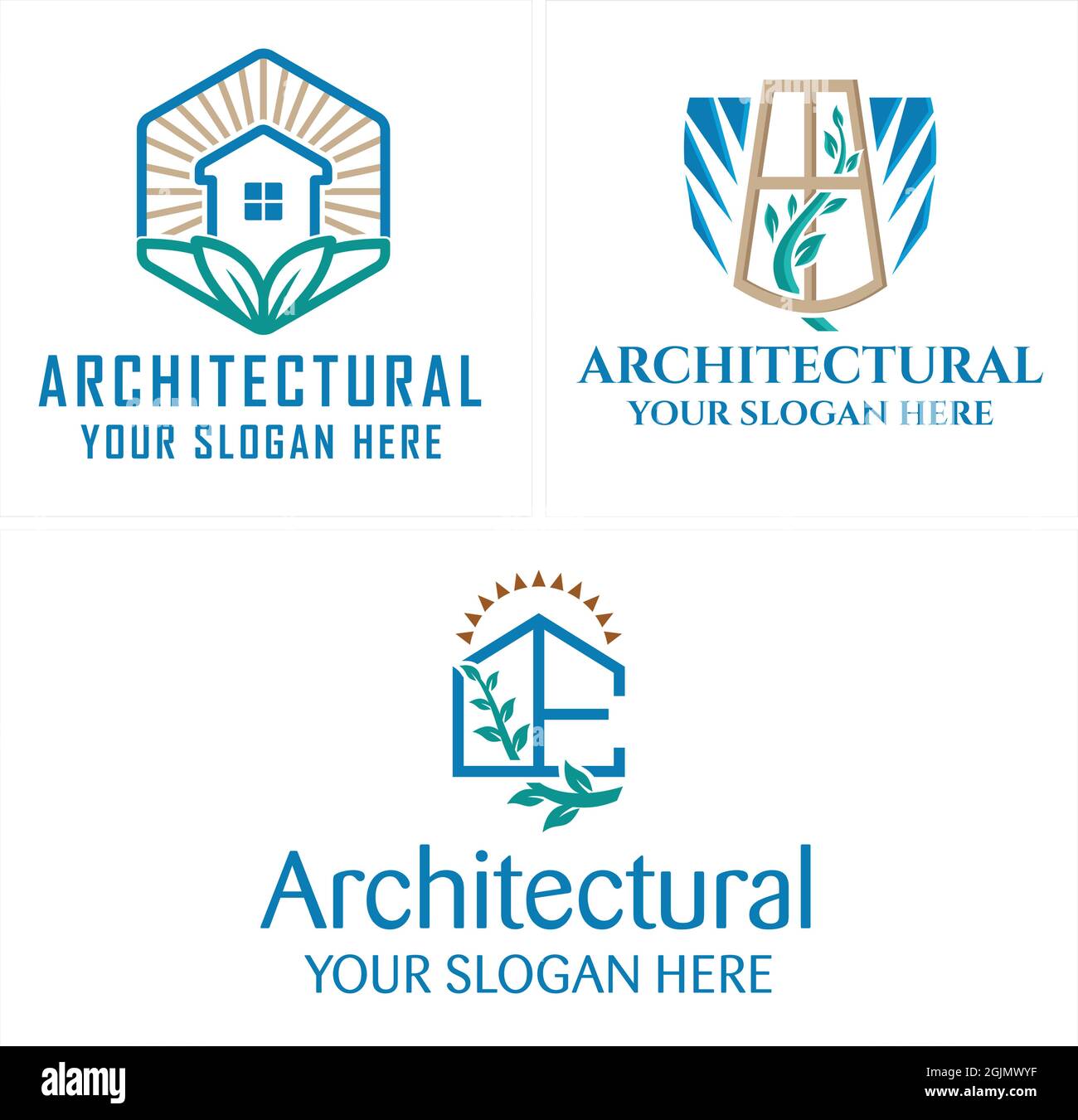Modern architectural housing leaf logo design Stock Vector Image & Art ...