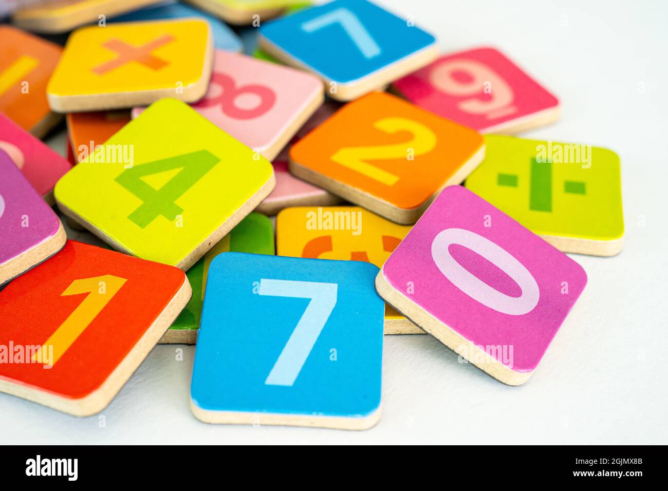 Math number colorful on white background, education study mathematics ...