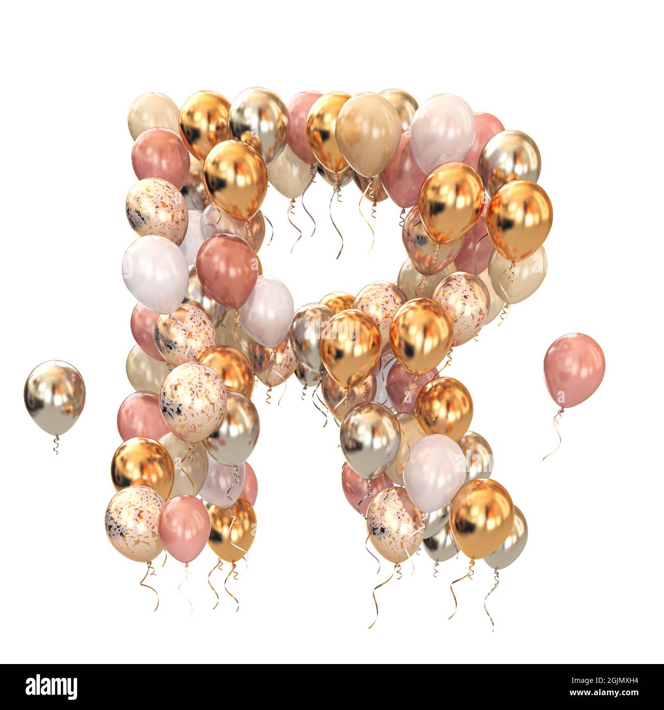 Letter R from balloons isolated on white. Text letter for holiday ...