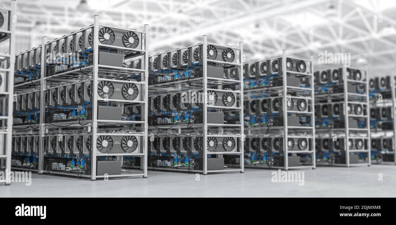 Bitcoin And Others Cryptocurrencies Mining Farm Gpu Graphic Cards Rig For Cryptocurrency Mining