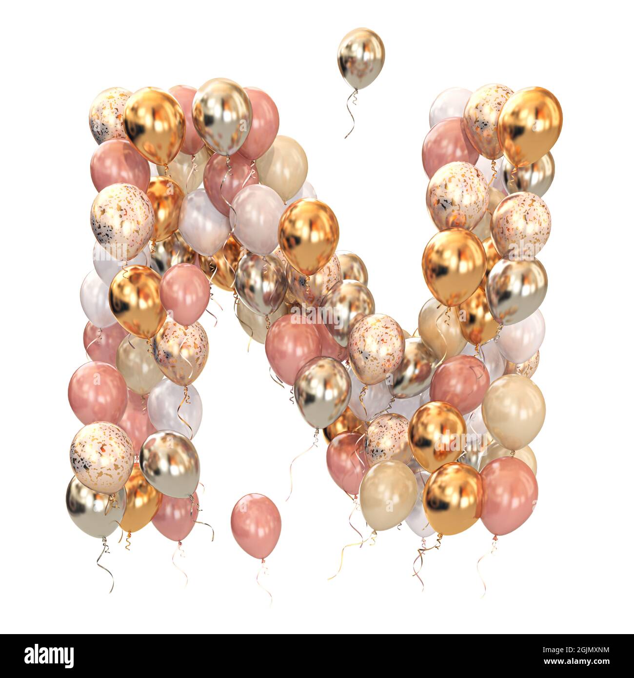 Letter N from balloons isolated on white. Text letter for holiday ...