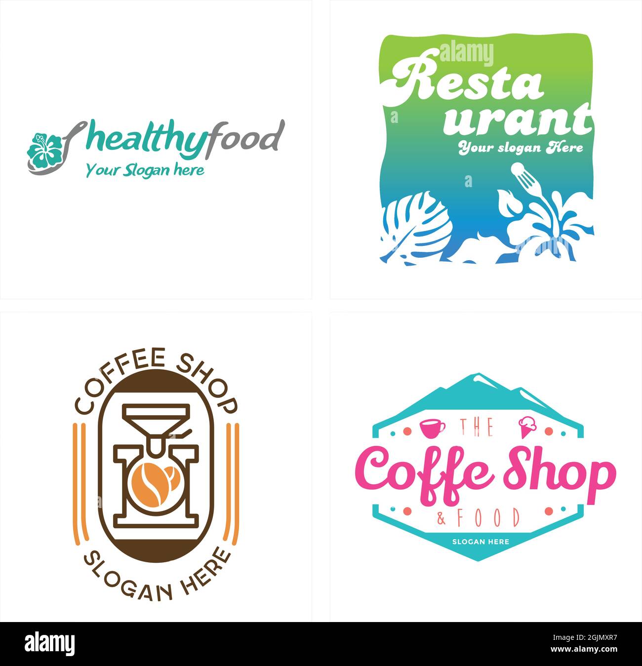 Healthy food coffee shop restaurant logo design Stock Vector Image ...