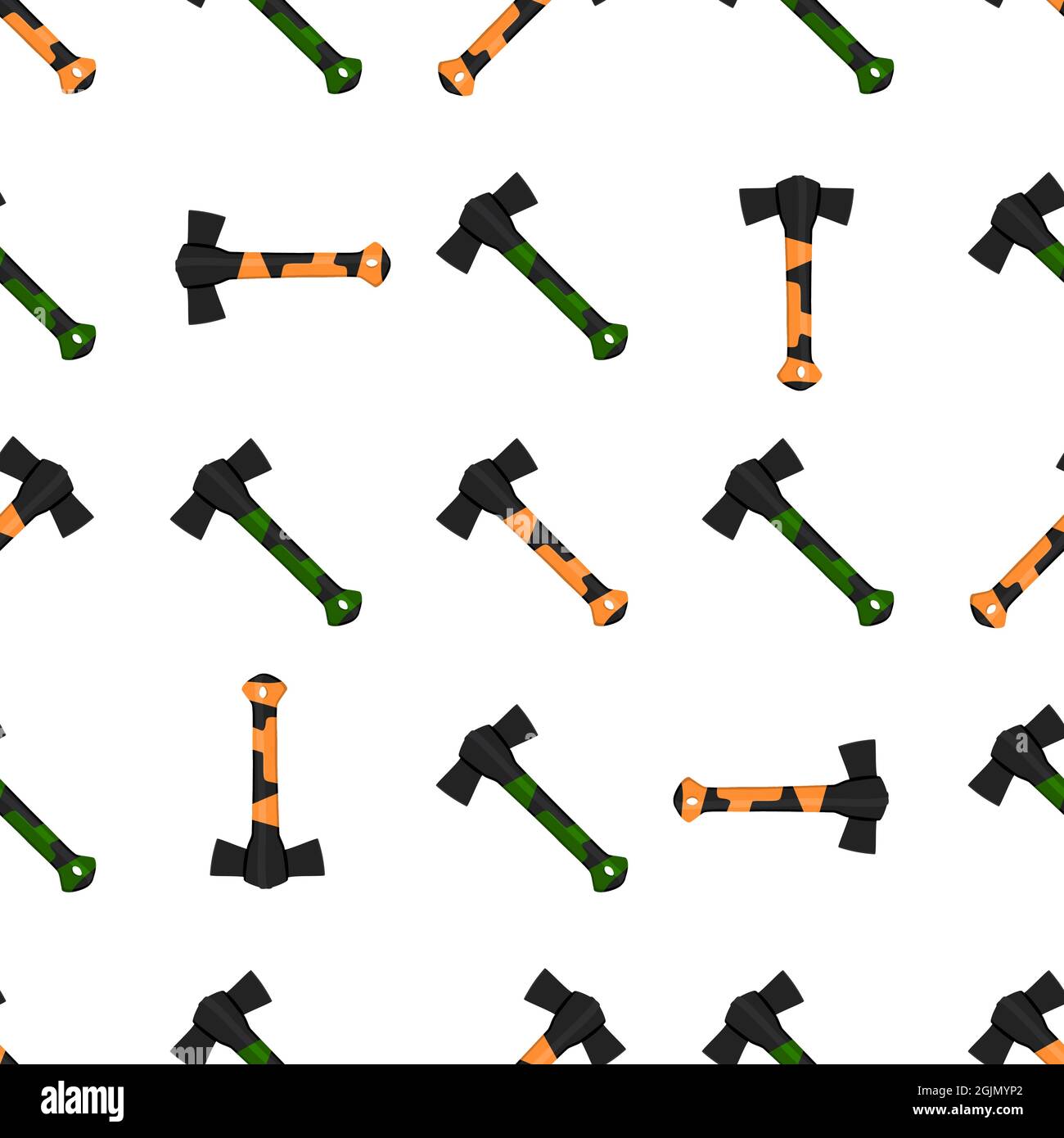 Illustration on theme pattern steel axes with wooden handle, metal ax ...