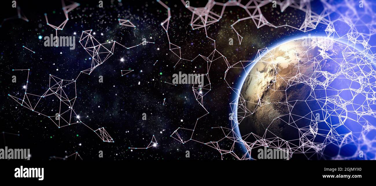 Earth cryptocurrency and blockchain and IoT.Communication technology ...