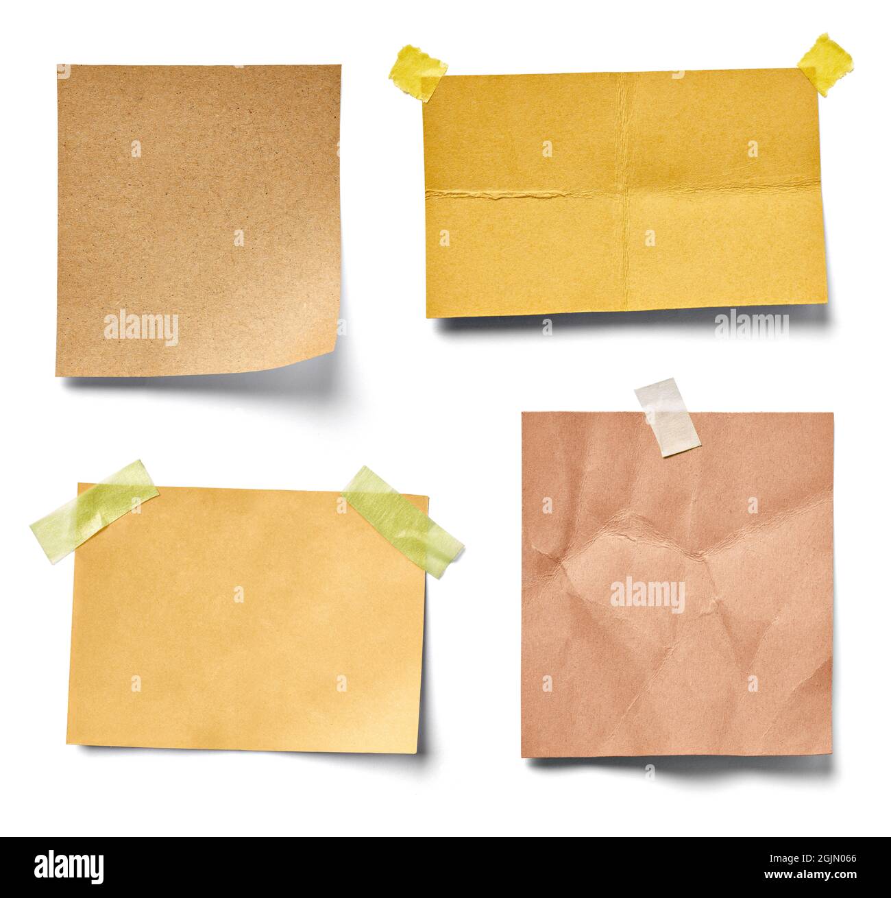 collection of various vintage note paper on white background. each one ...