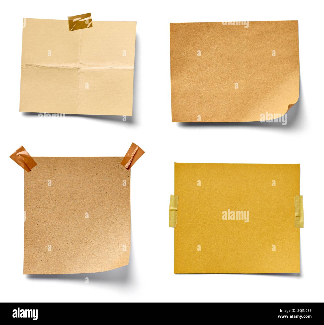 collection of various vintage note paper on white background. each one ...