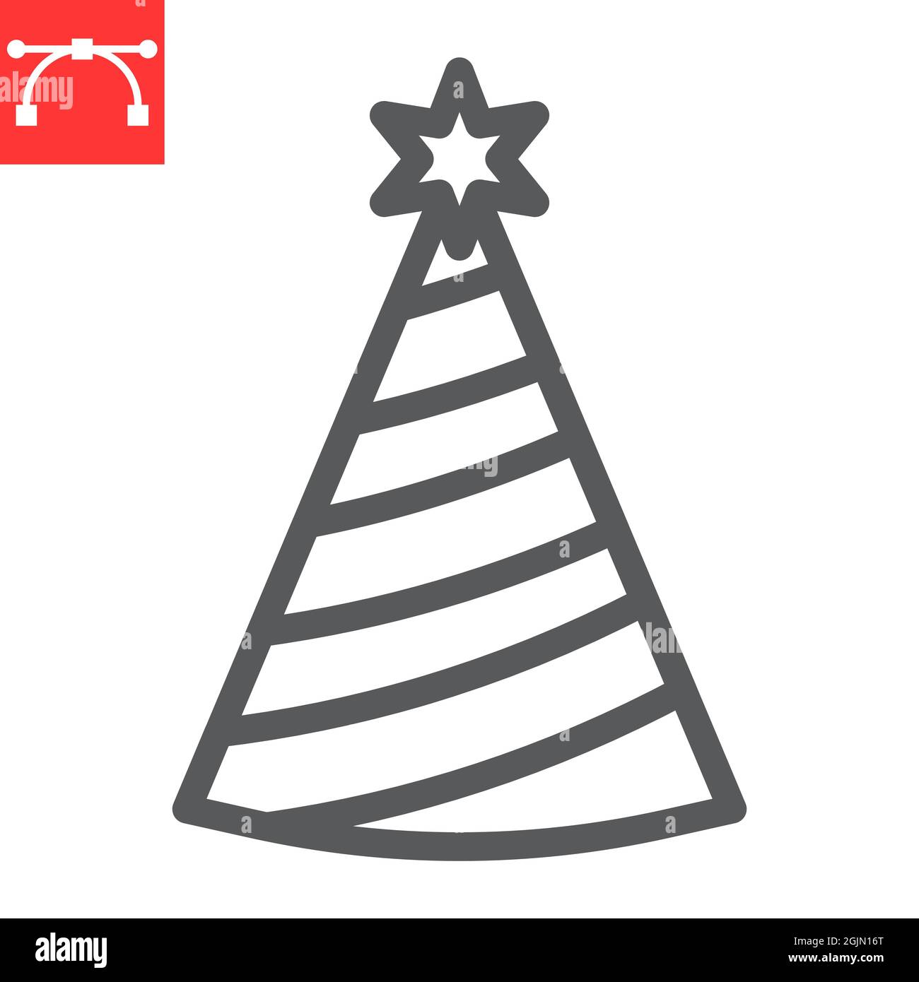 Party hat line icon, holiday and birthday, party hat vector icon ...