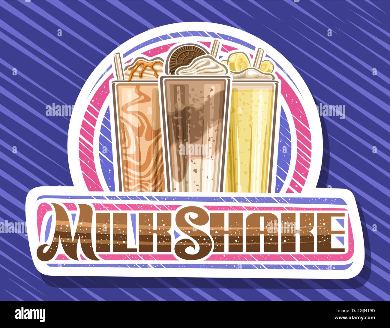 Vector logo for Milkshake, white decorative sign board with ...