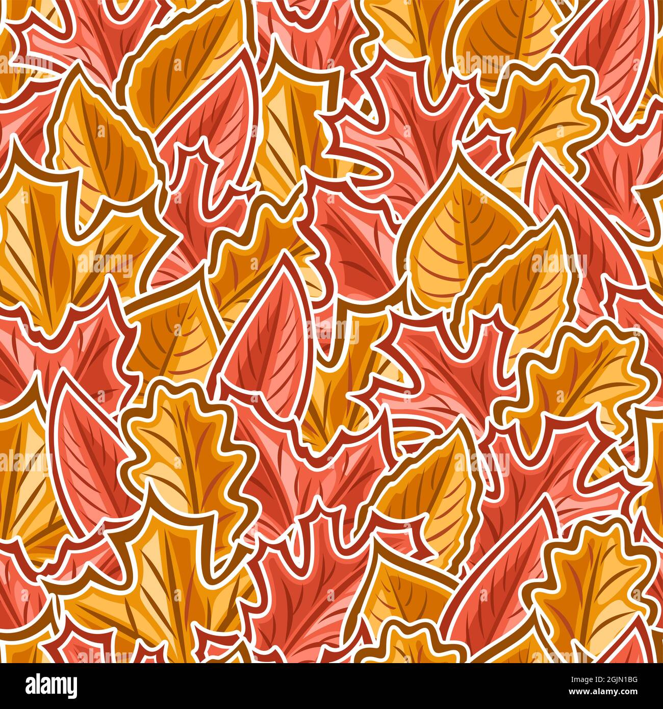 Vector Leaves Seamless Pattern, square repeating background for ...